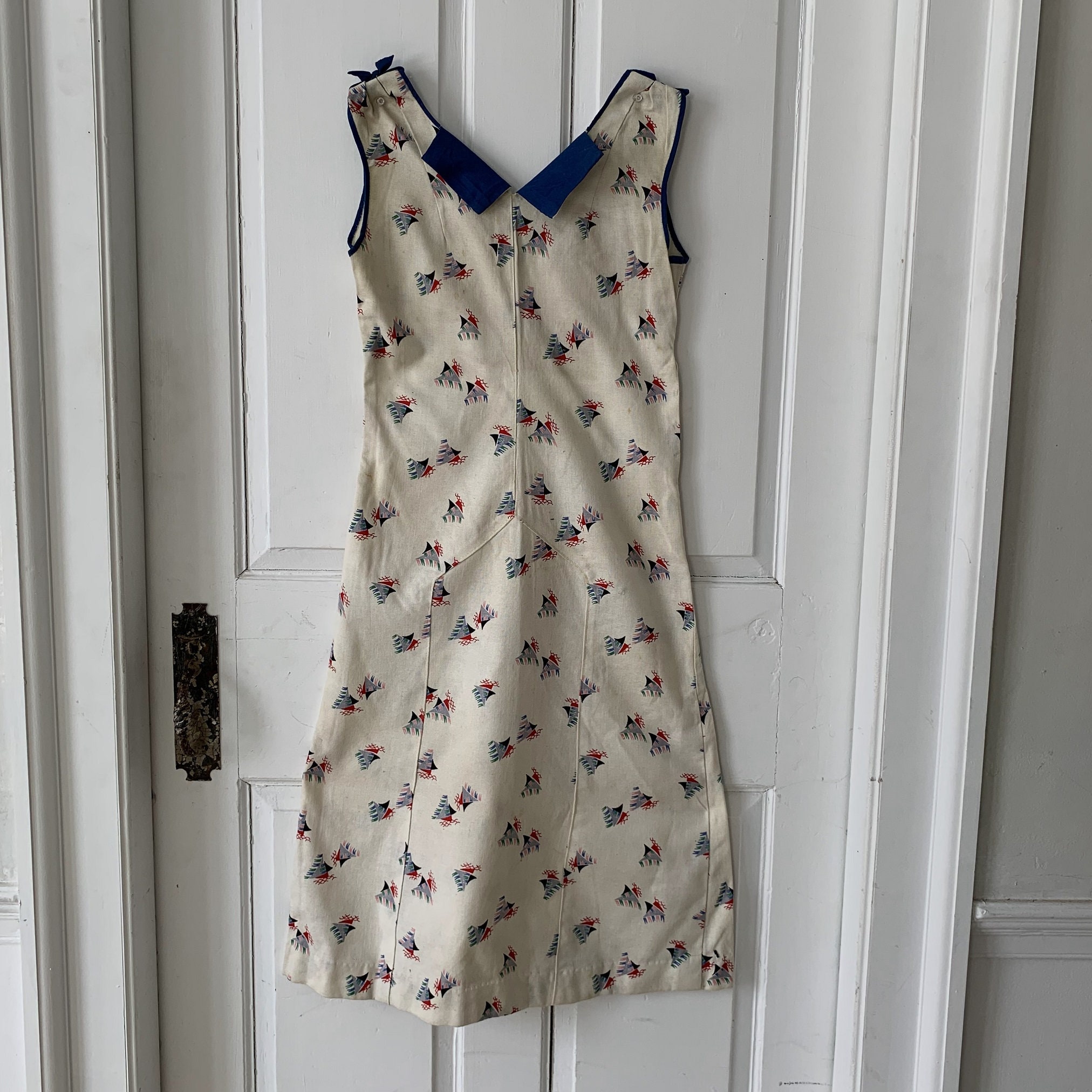 Vintage Dress With Sailboat Pattern Housedress French Clothing - Etsy