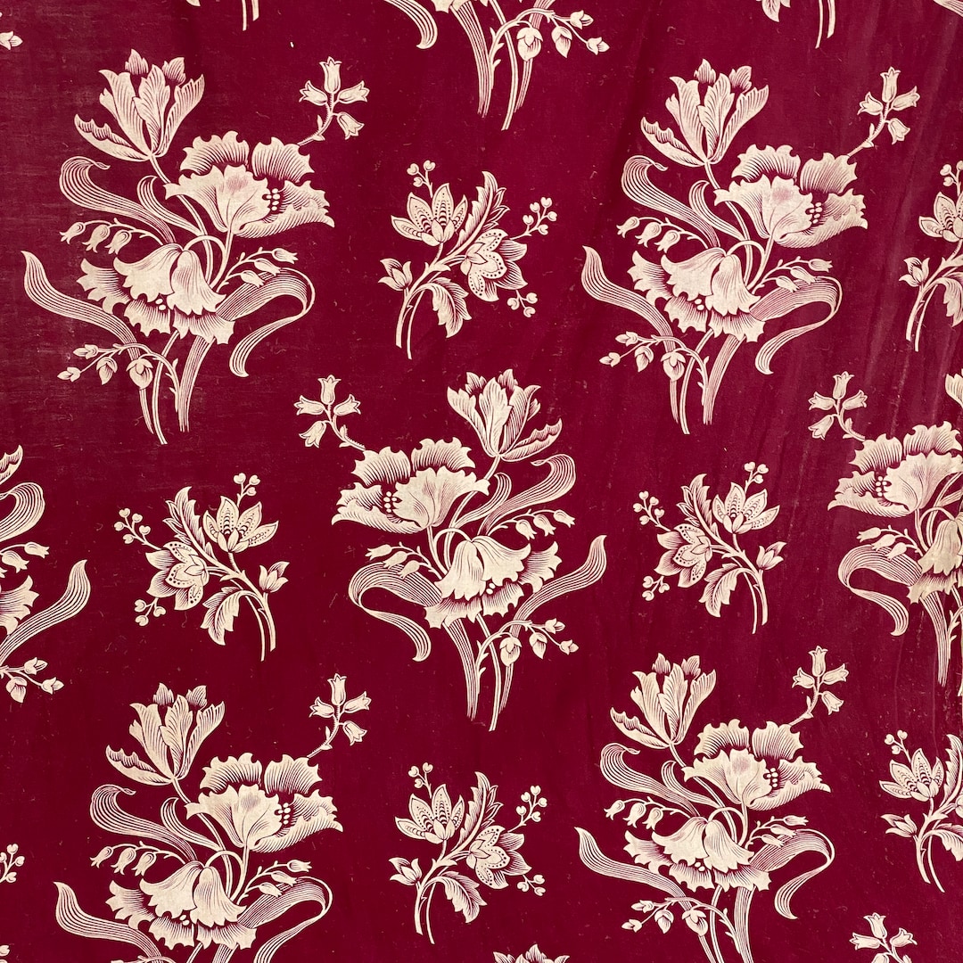 Art Nouveau Red Fabric Classic Design Marron Garnet Toned for Pillows ...