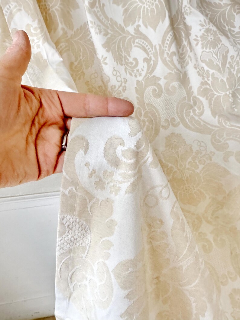 79x56 ( 2 Avail) Vintage French Damask Curtain Cream Tone on Tone ...