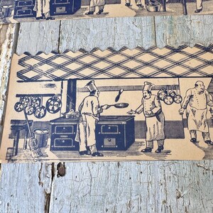 5 Antique French Wallpaper Frieze 1920s–30s Blue & Cream Chef Kitchen ...