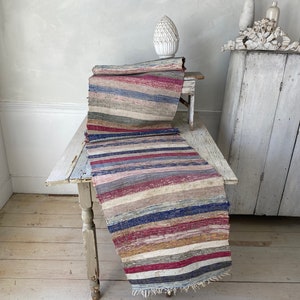 European Rag Rug Hand Woven Vintage Plaid Striped Runner Carpet ...