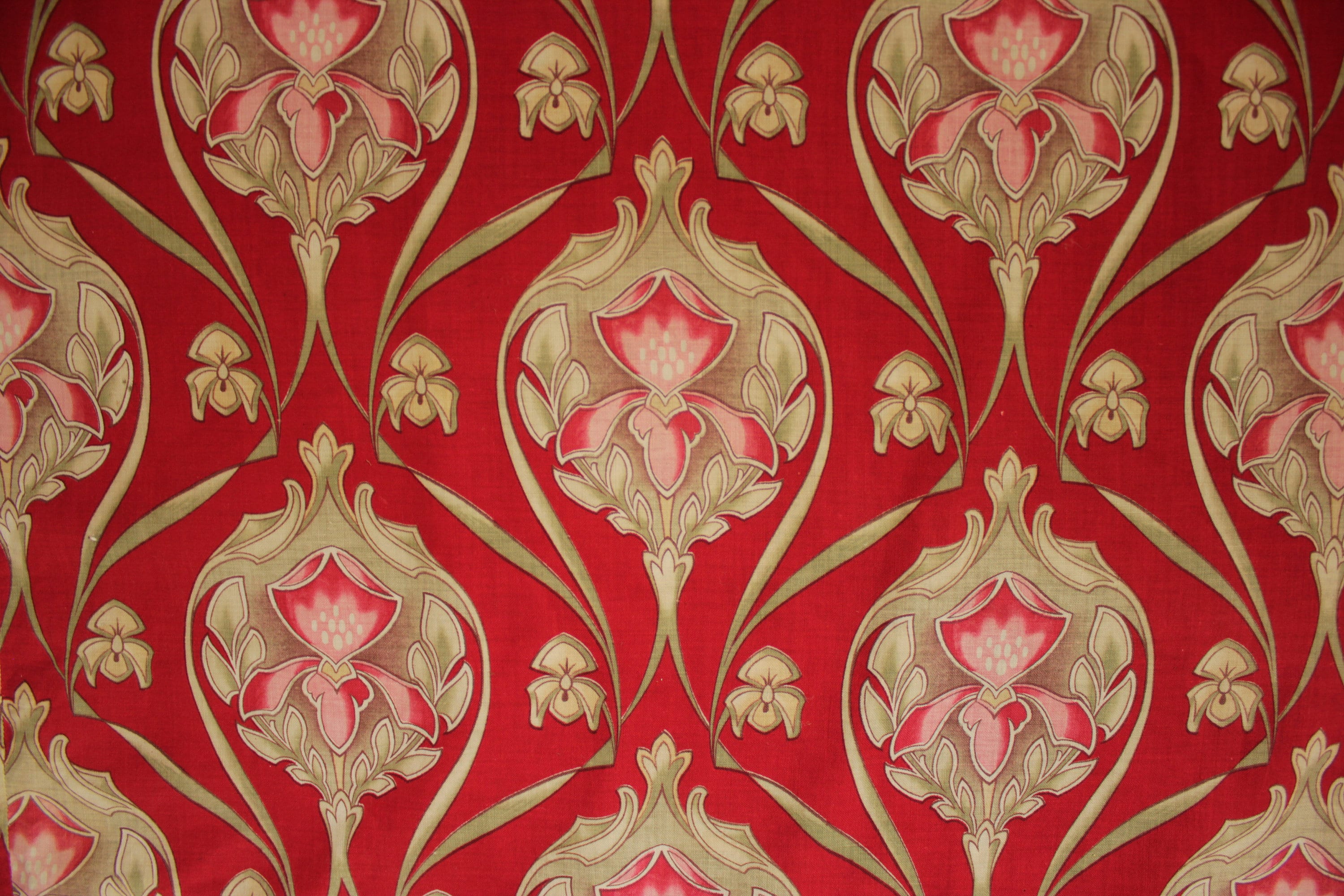 Antique Curtain French Red Drape 1890 Art Nouveau Design With - Etsy ...