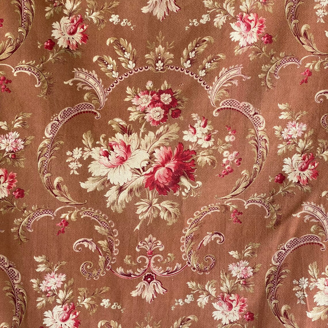 Brown Rococo French Fabric Material C 1900 Printed Cotton | Etsy