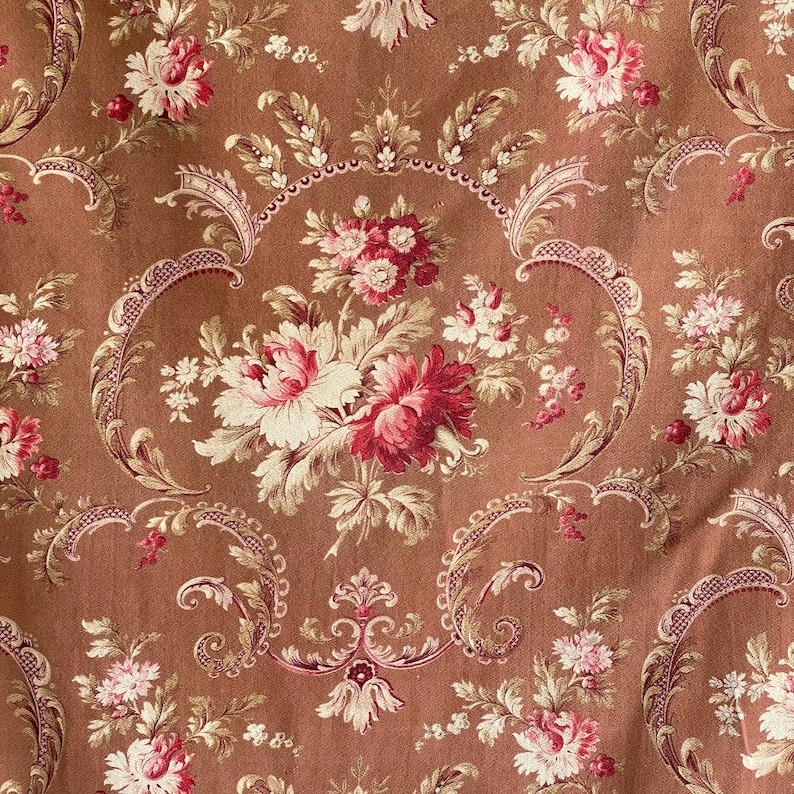 Marrón Rococo material de tela francesa c 1900 tela de corteza | Etsy