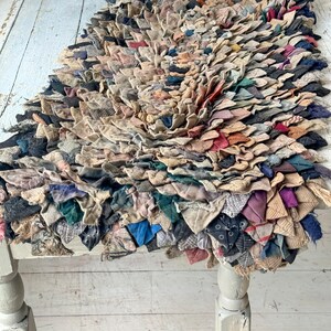 RARE FRENCH 19x36 Rag Rug Handmade Unique Cloth Hemp Linen Backing ...