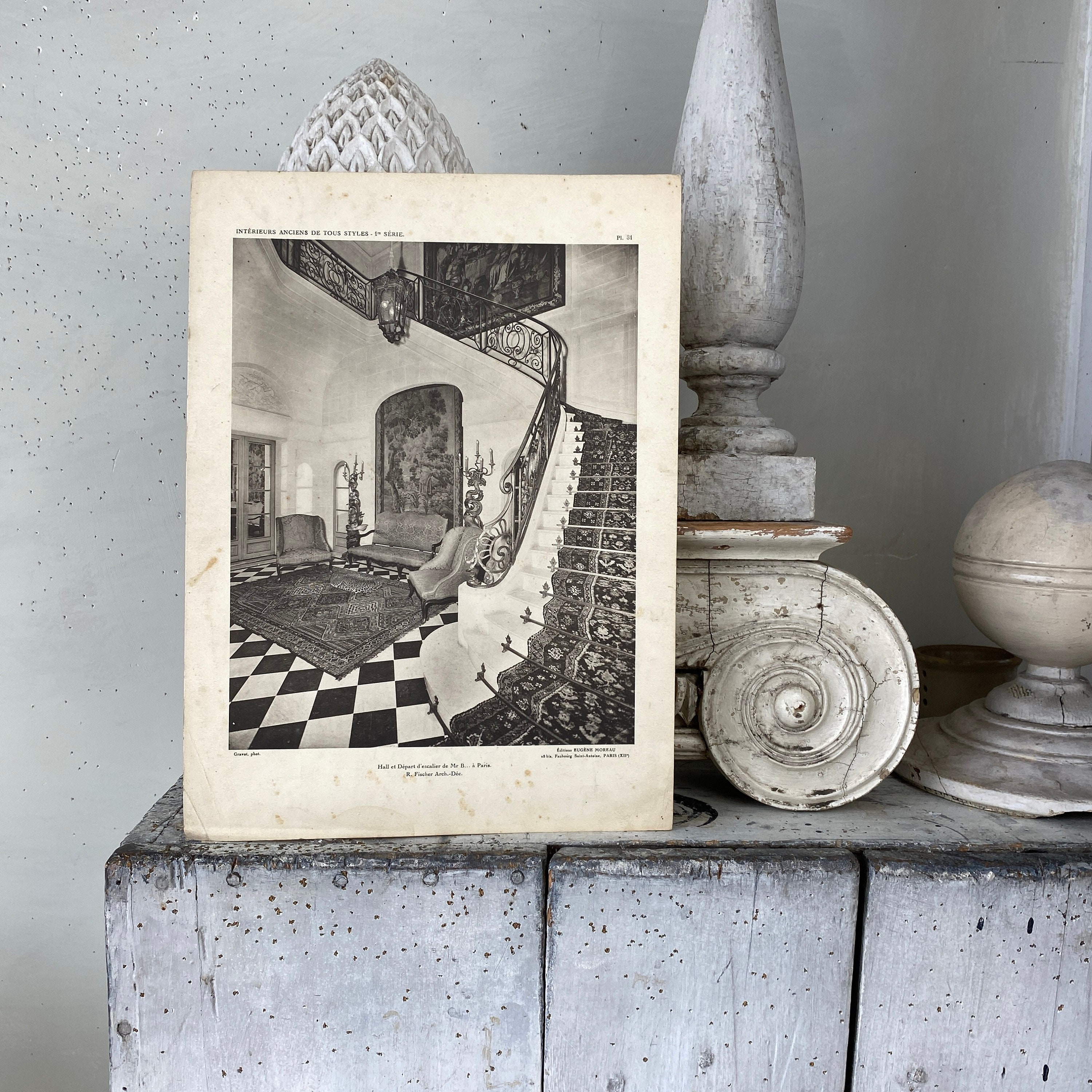 Antique French Interior Design Image for Framing 1930's 30's Thirties ...