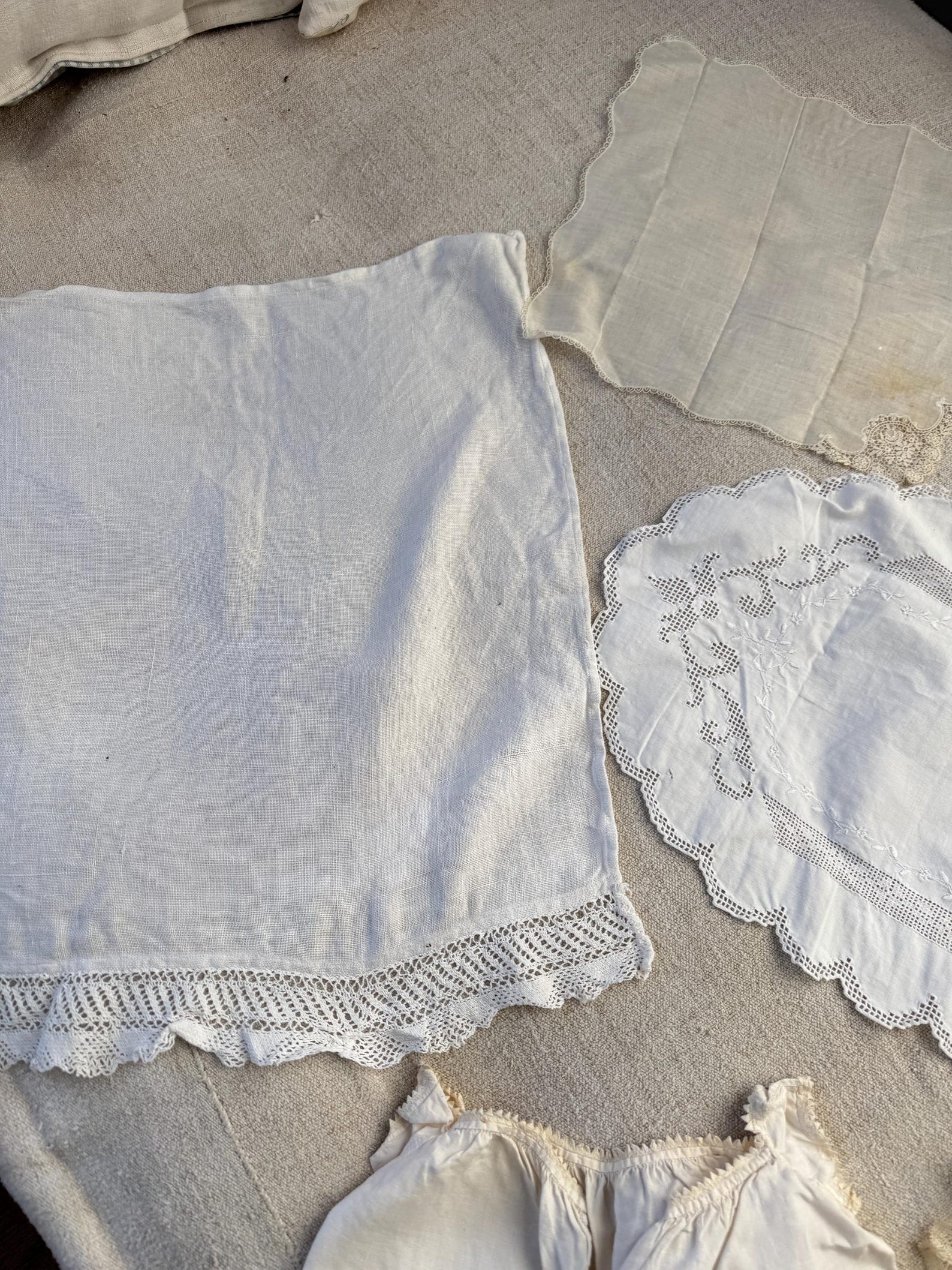 Lace Linen Vintage French Project Bundle Pack Cuttings Scraps Pillow ...