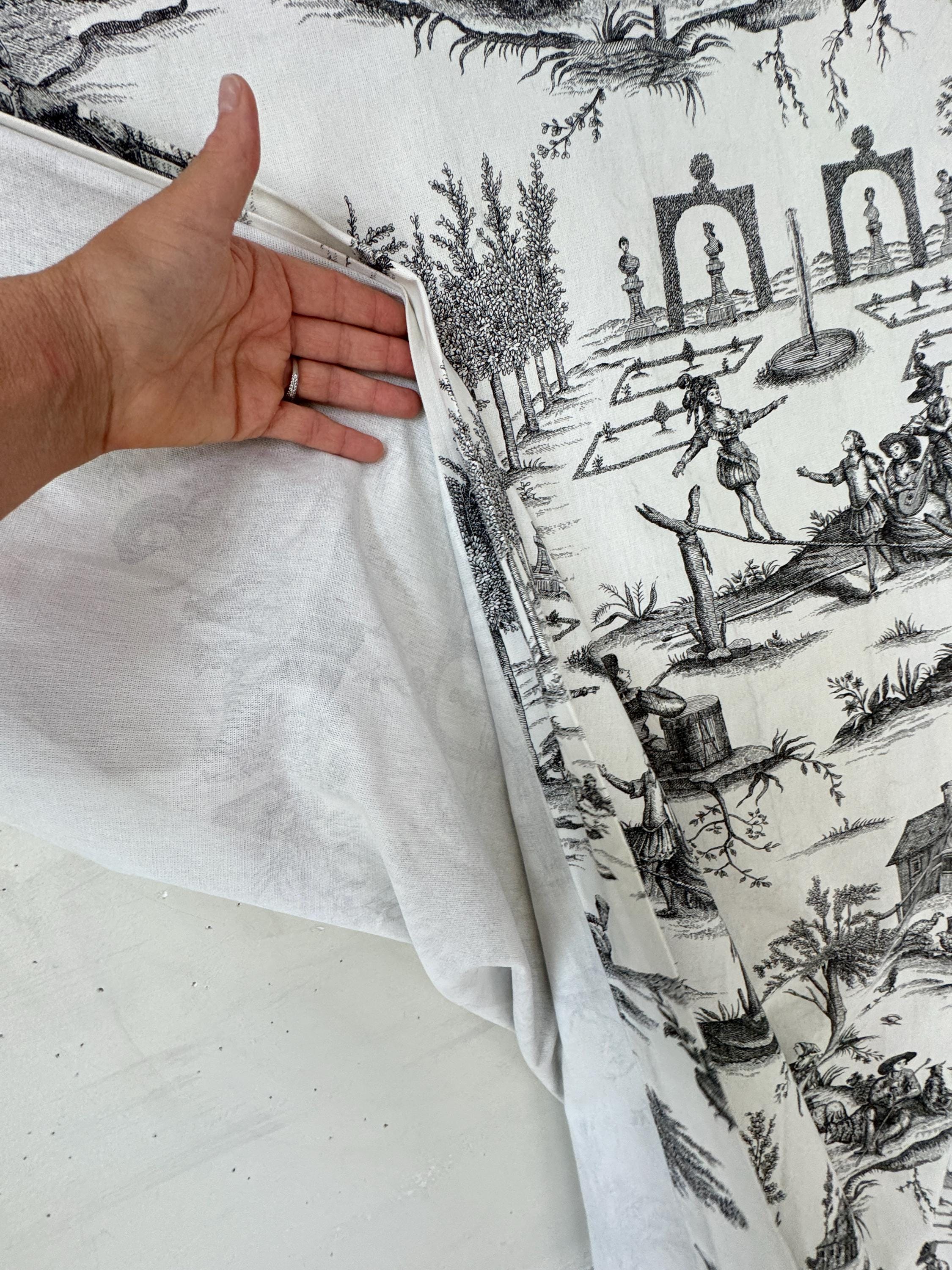 87x50 1980's Black White Cotton Toile De Jouy Compilation Fabric ...