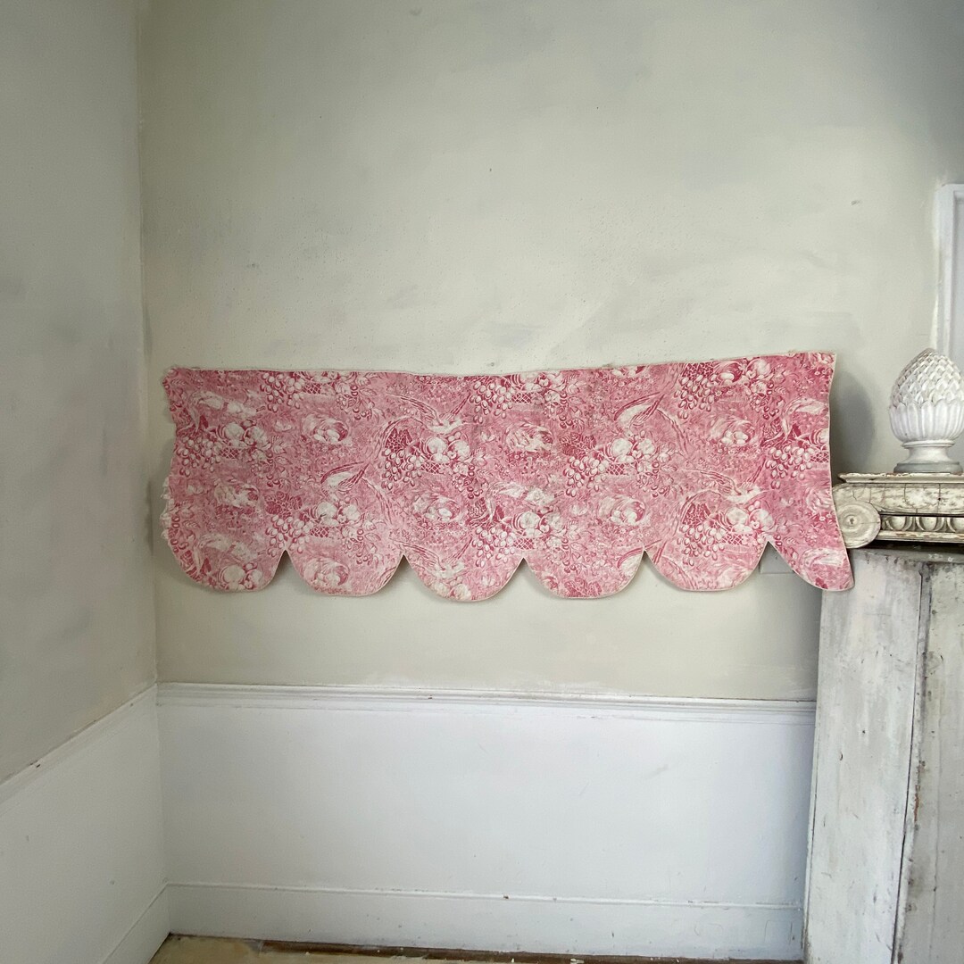 Antique Valance Quilted French Toile D'alsace France 1830 Pink Bird ...