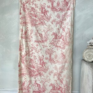 Antique French Hunting Toile Fabric Pink Material Horse Cottagecore ...