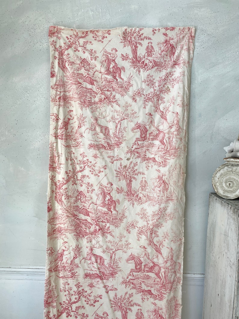 Antique French Hunting Toile Fabric Pink Material Horse - Etsy
