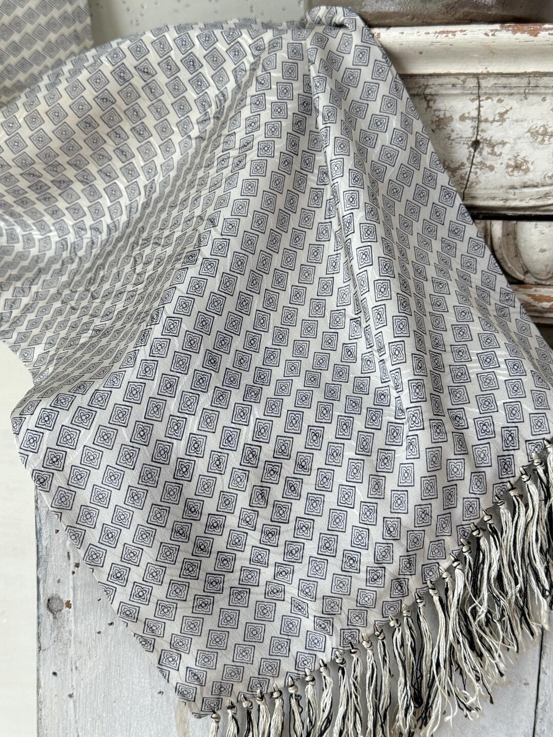 1940's Vintage Men's Opera Scarf Geometric Fabric Material Design ...