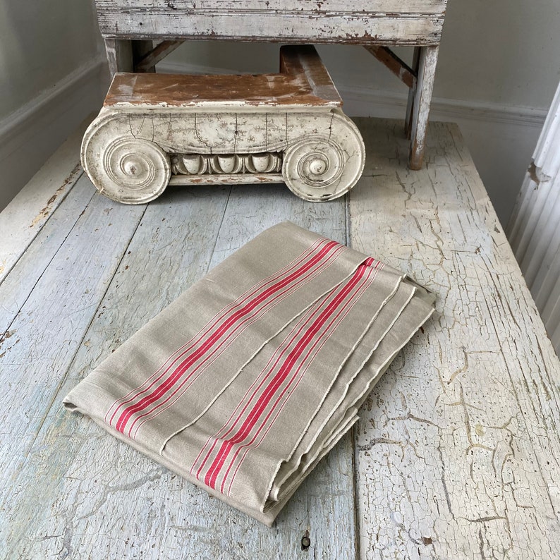 Vintage European Mangle Cloth Linen With Red Stripes Table - Etsy