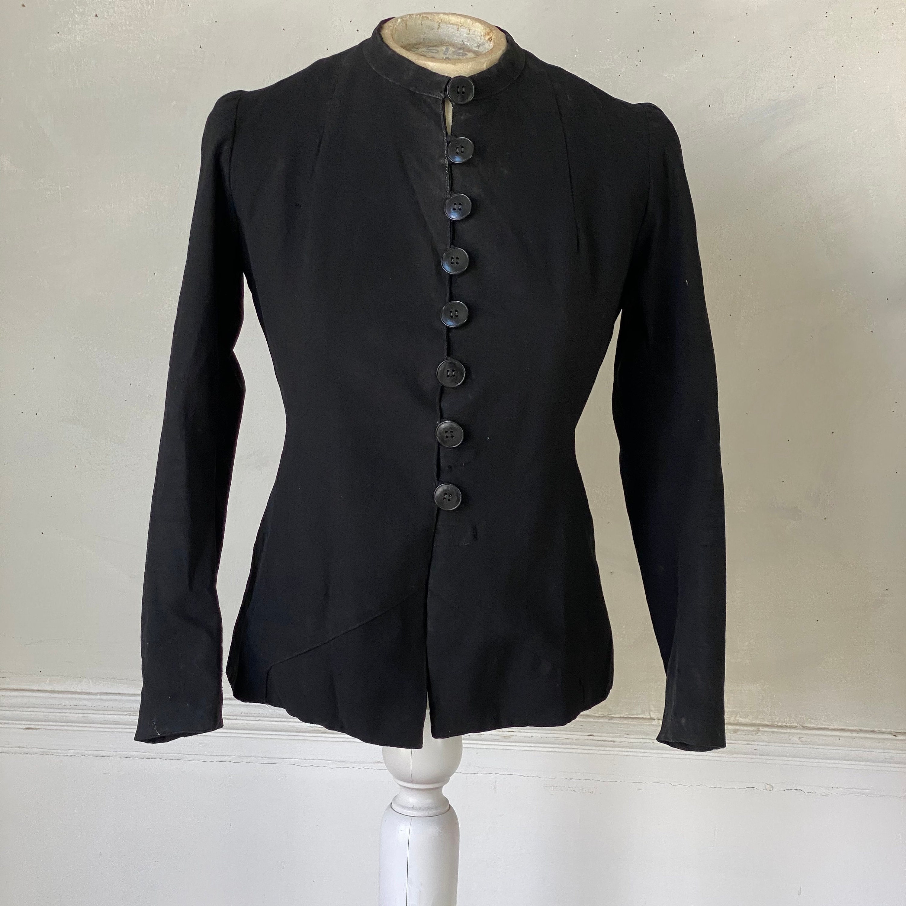 Black Button up Jacket French Coat Pieced Lining Jacket 1900 - Etsy