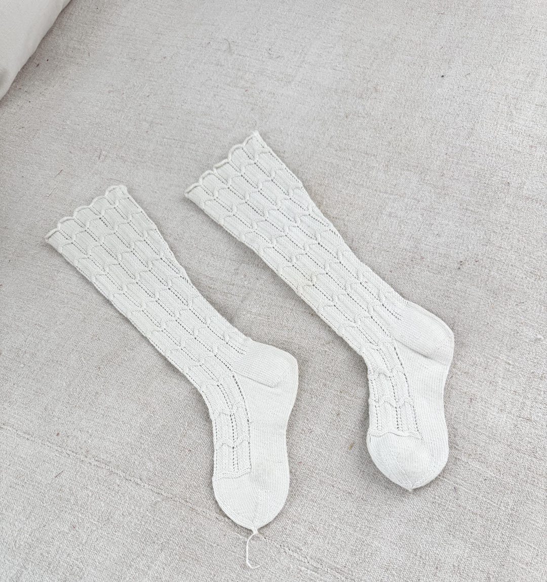 1 Pair French Handmade Edwardian Victorian Handknitted Knitted Antique ...