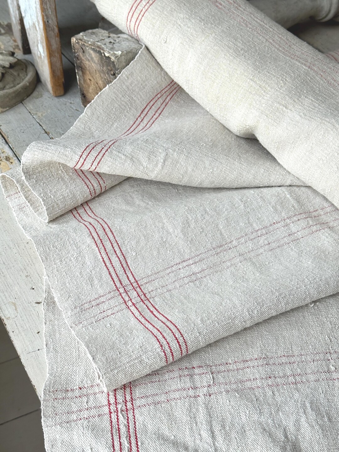 7.5 Yards Nubby Fabric Handwoven Homespun Hemp Grainsack Linen Organic ...