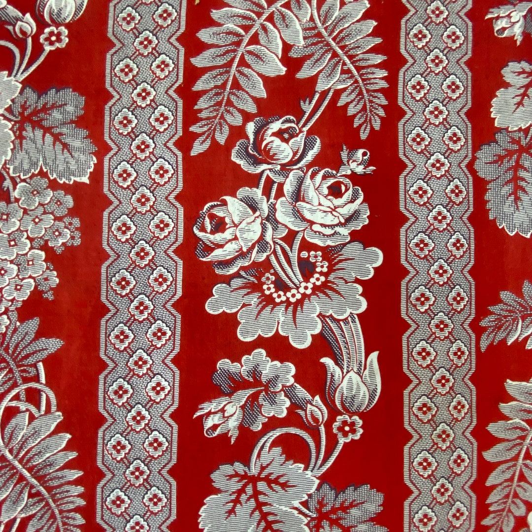 Tela francesa marrón granza roja de 1840, tela antigua de Francia ...