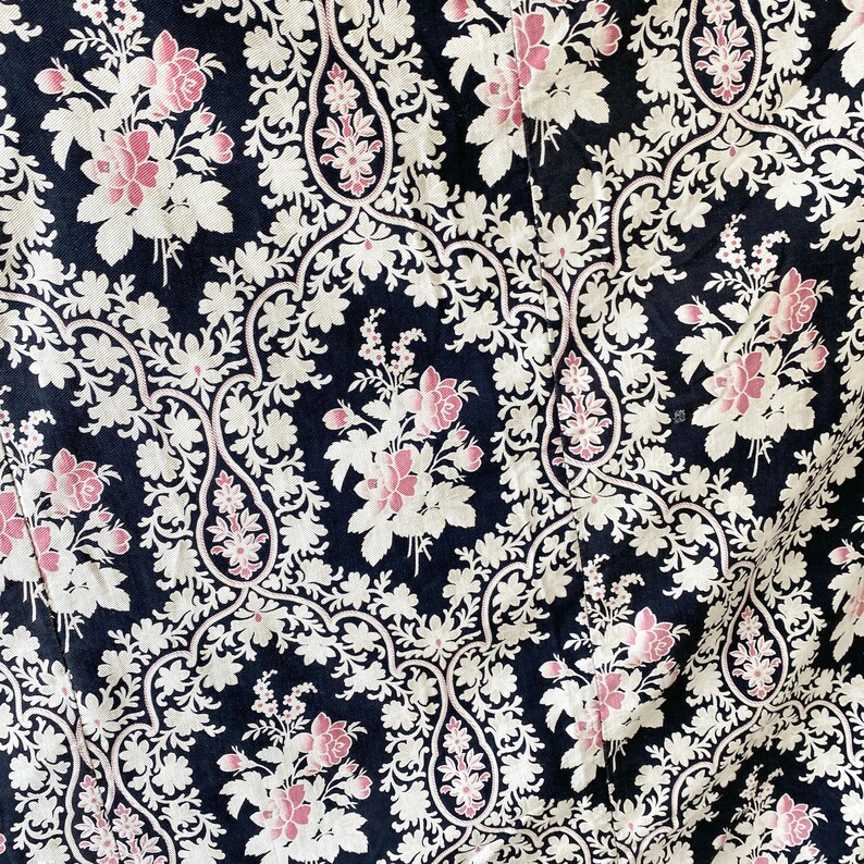 Bed Cover Bedspread 1890 Antique French Cretonne Panel Black Pink ...