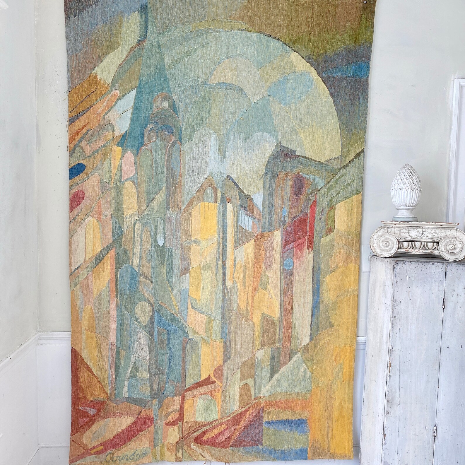 French Vintage Modern Art Tapestry Wall Hanging Mural Carpet Handwoven ...