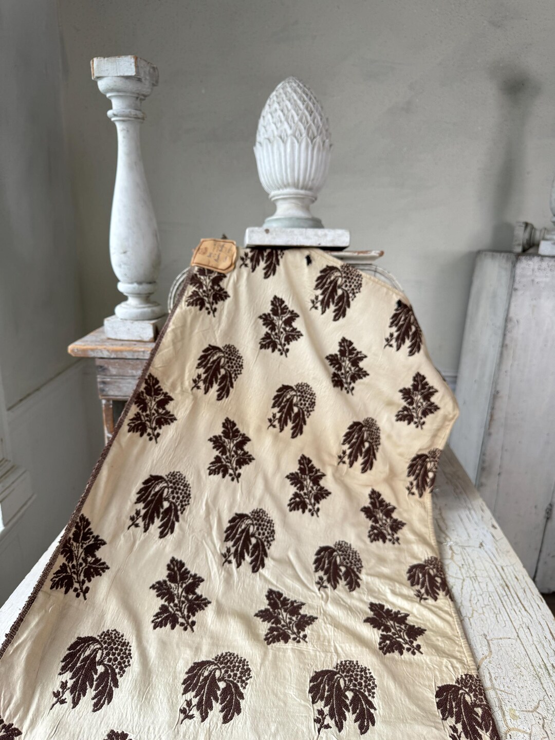 55 X24 Jacquard Brown Woven Fabric Sample Swatch Fortin Vintage Unused ...