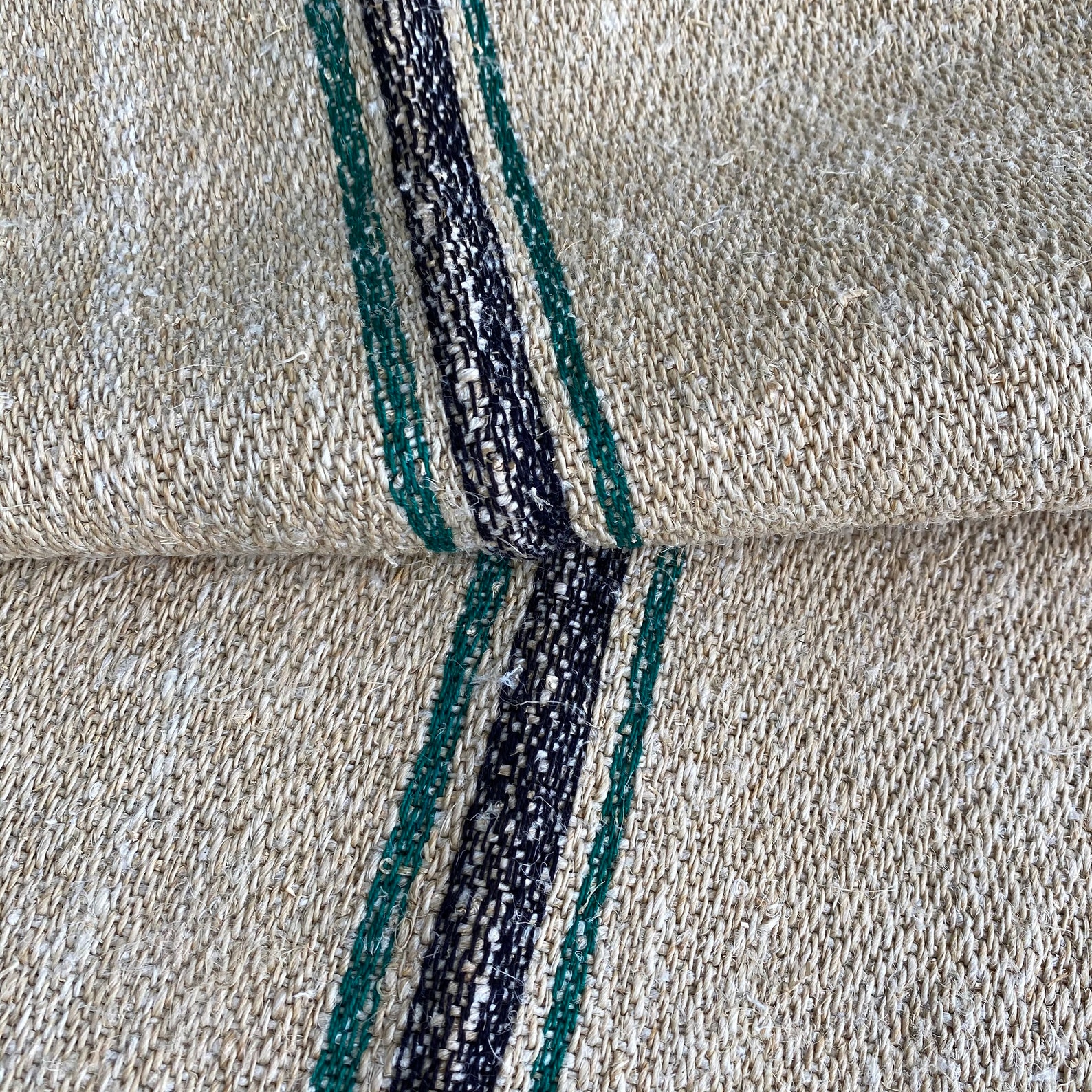 Grainsack Farmhouse French country look Black Green 2.4 yard | Etsy