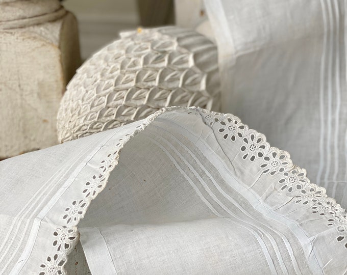 84x8 Antique Lace White Starched Skirt Edging Edge Fabric ...