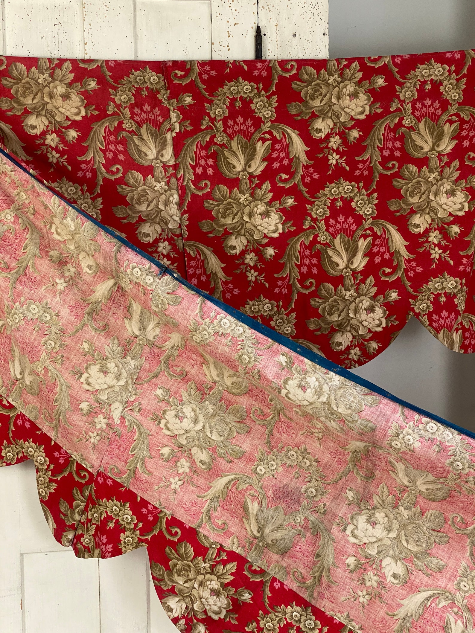 Rococo 1860 Antique French Fabric RED Roller Printed Cotton - Etsy