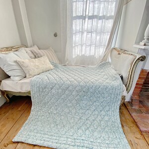 60X68 BEAUTIFUL Pale Blue Antique French Quilt Boutis Old Textile ...
