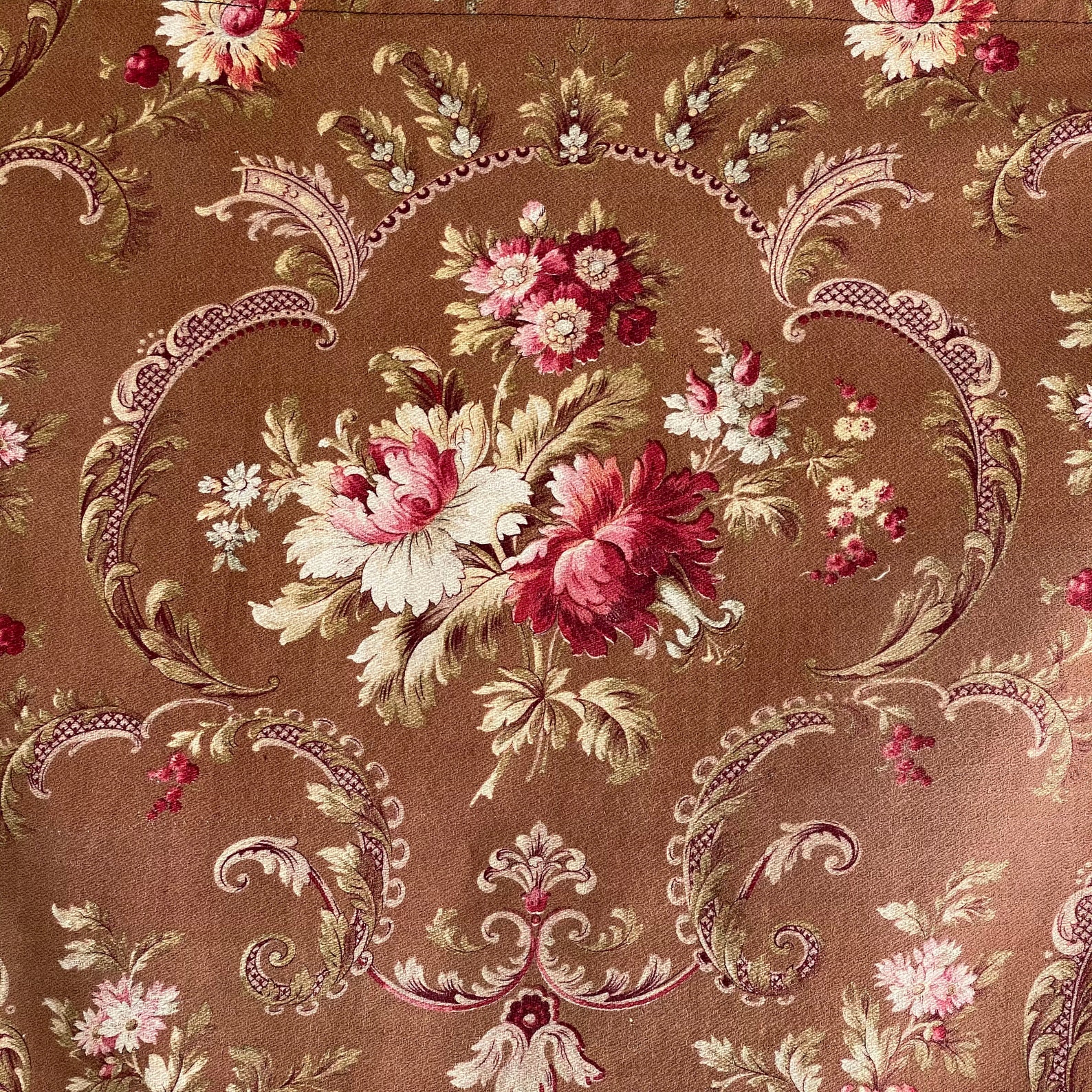 Brown Rococo French Fabric Material C 1900 Printed Cotton - Etsy