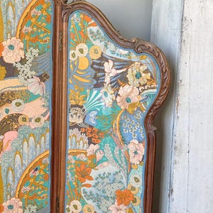 Antique French Art Nouveau Room Divider Furniture Carved Wood Folding ...