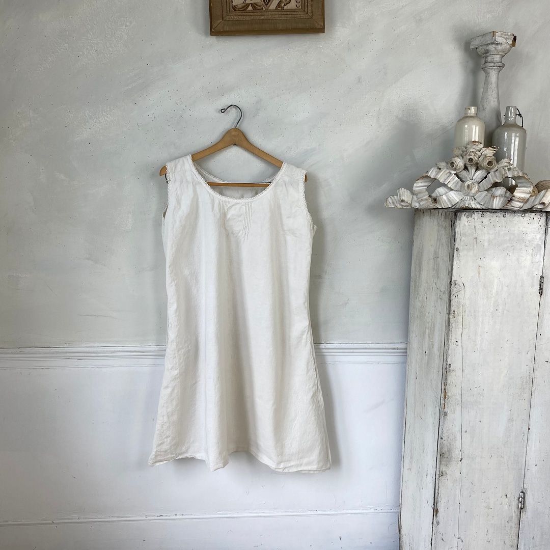 Vintage French Linen Chemise R Monogram Tunic French Cotton Linen ...