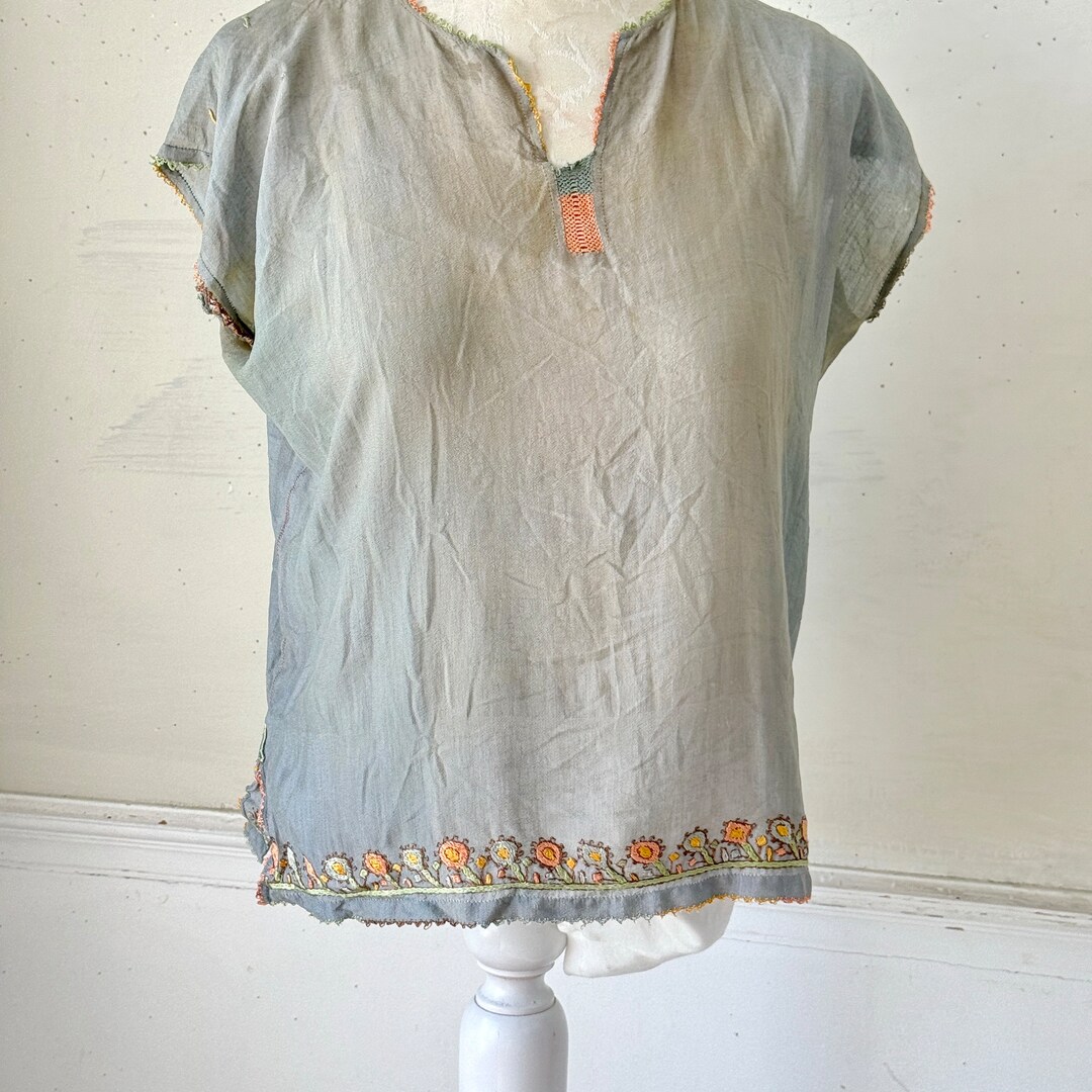 1920 1930's Vintage Greek Embroidered Shirt Blouse Sleeveless Greece ...