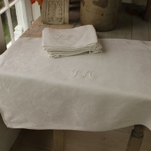 Antique French Set of 5 Large White Napkins Hand Stitched Monogram ...