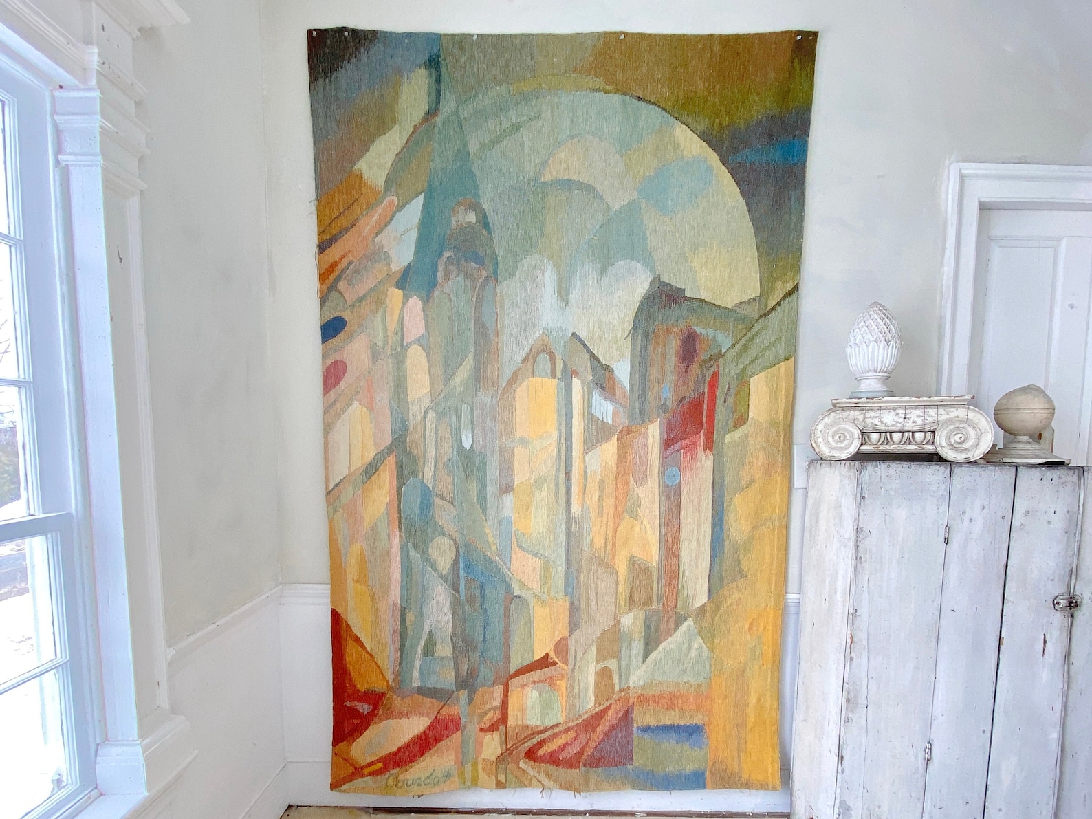 French Vintage Modern Art Tapestry Wall Hanging Mural Carpet Handwoven ...