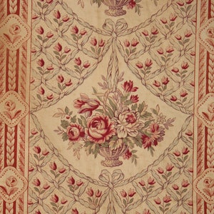 French Fabric Hand Roller and Block Printed Cotton Antique Floral Cloth ...