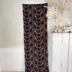 84x27 AMAZING Antique Printed Velvet Silk Fringe Art Nouveau Fabric ...