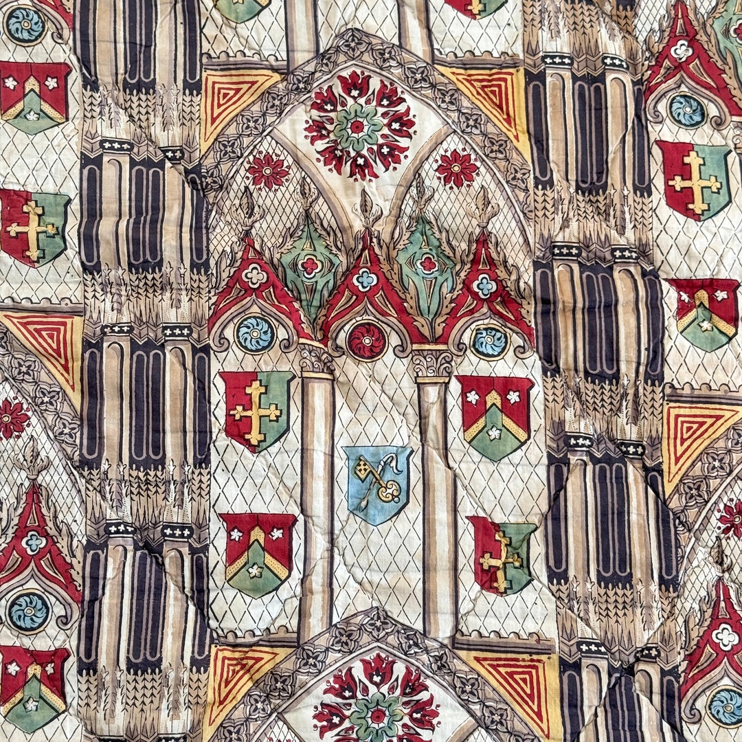 1830 MUSEUM Worthy ( 1 of 2) 46x60 Silk Quilt Gothic Revival French ...