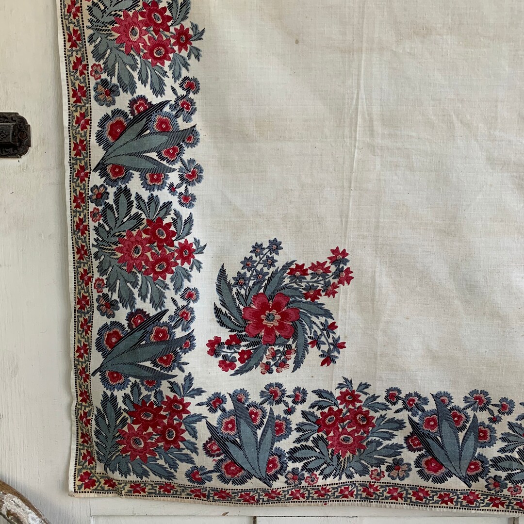 44 X 27 Antique French Fichu Fragment Scarf Resist and Hand Block ...