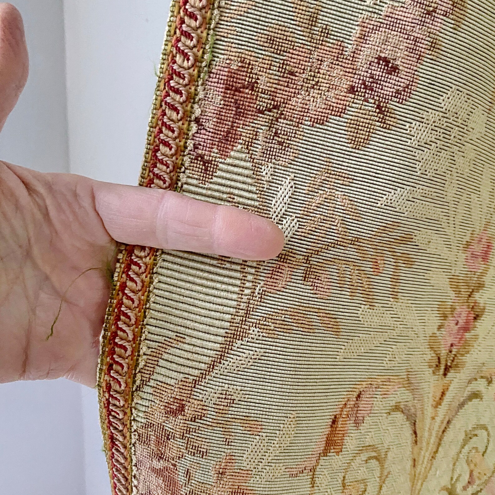 121 X 50 MASSIVE Antique GREEN Rococo French Silk Curtain Design C1920 ...
