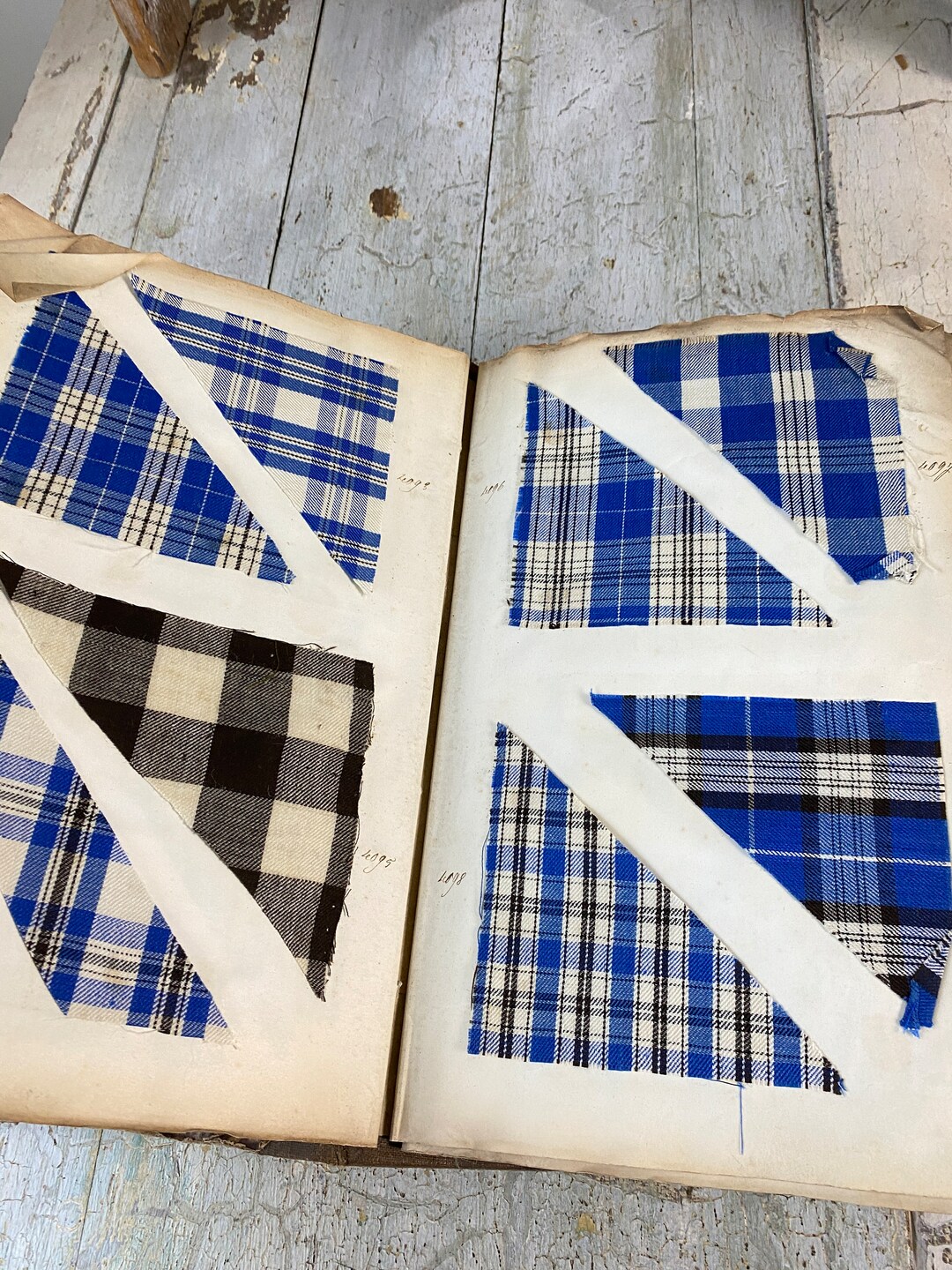 1908 Antique French Pattern Sample Book Woven Fabric Document ...