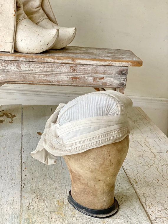 French antique Edwardian Coiffe Grisette Grand Bonnet… - Gem