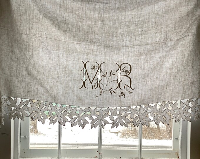 MR Monogram Vintage French Sheet Half Turn Down With Lace Hand ...