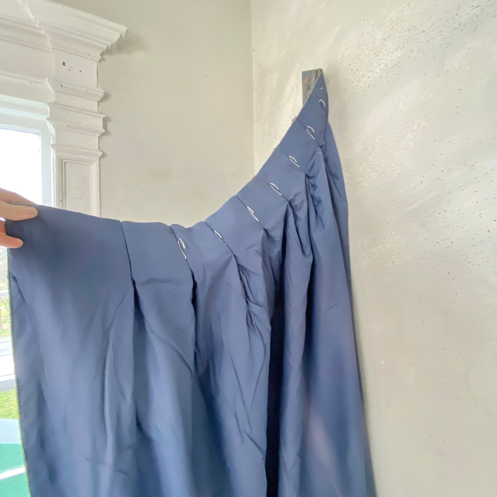 Blue Silk and Cotton Damask Vintage French Curtain Drape - Etsy