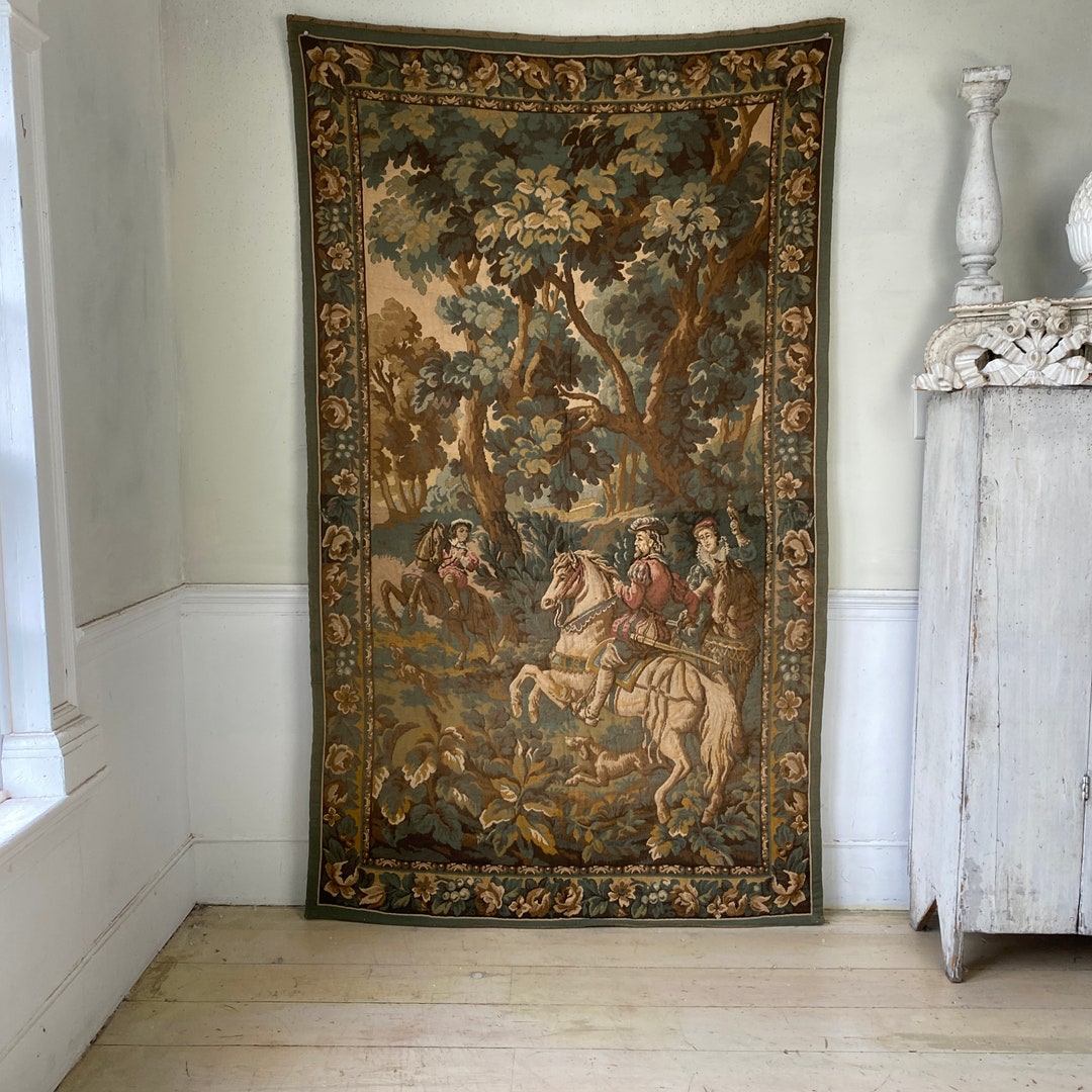Amazing Antique French Jacquard Weave Tapestry Wall Hanging Decorative ...