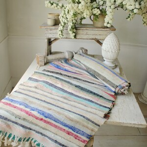 European Rag Rug Hand Woven Vintage Colorful Runner Carpet 4.3 Yards ...
