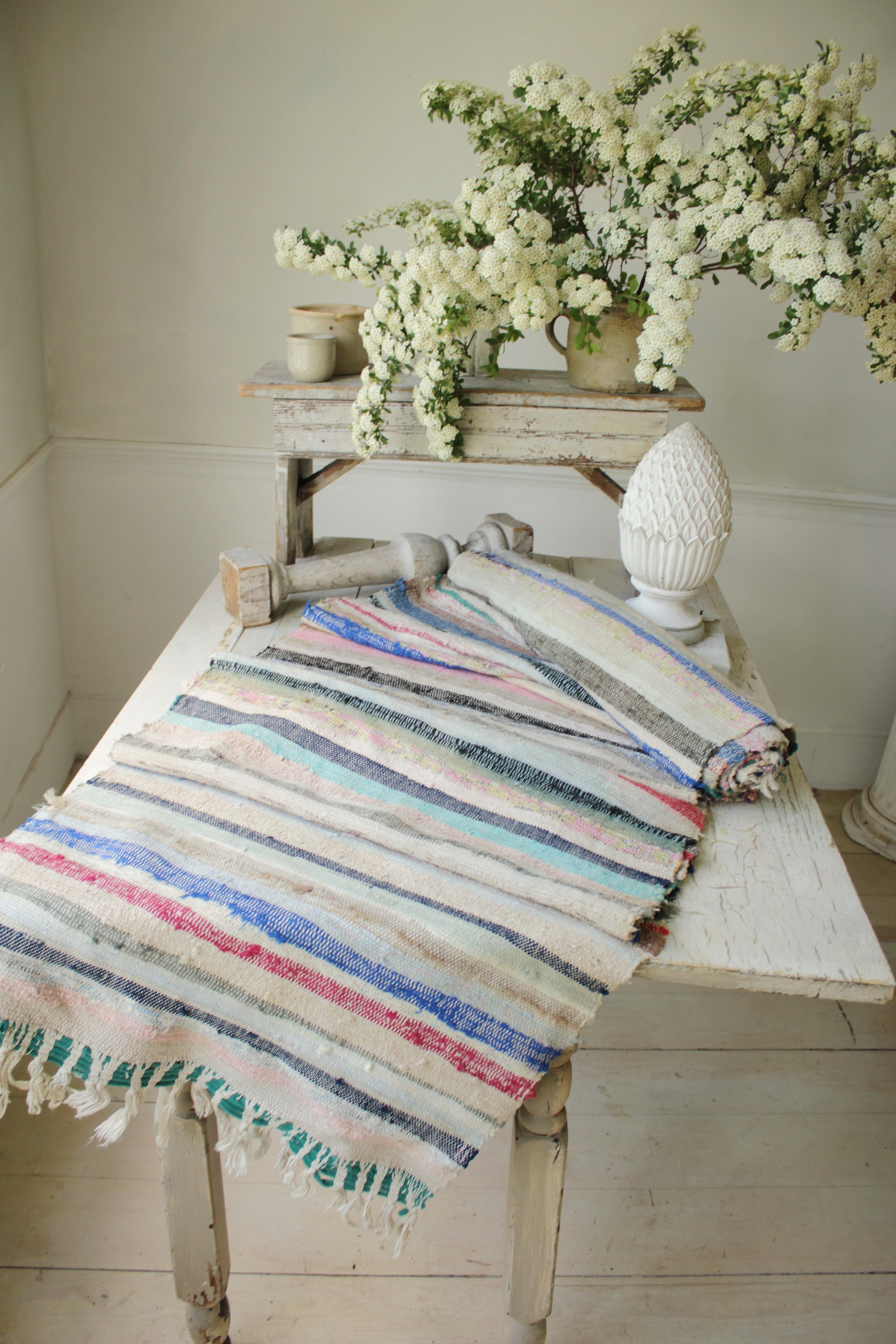 European Rag Rug Hand Woven Vintage Colorful Runner Carpet 4.3 - Etsy