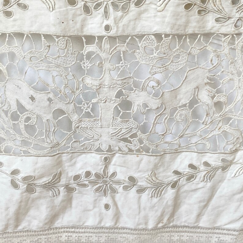 Antique French Greek Mythology God Lace Textile Hand Worked - Etsy