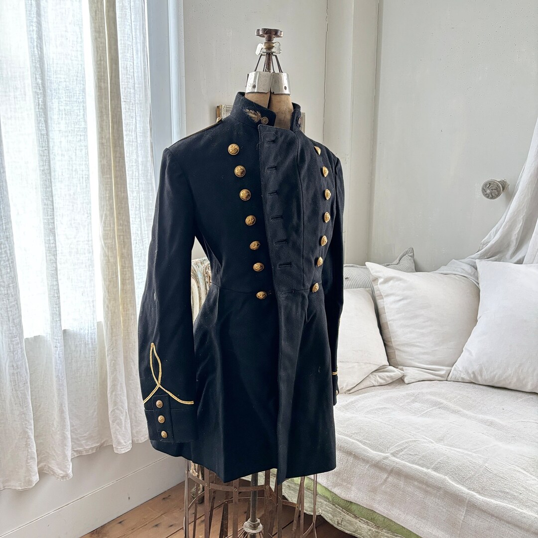 Black French Jacket Antique Military Issue Overcoat Blazer - Etsy