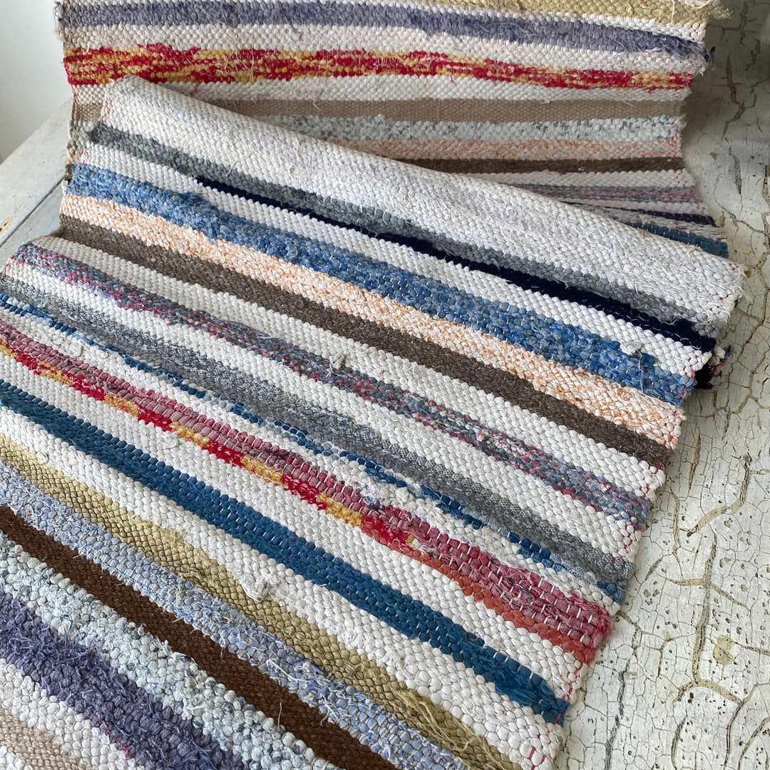 European Rag Rug Hand Woven Vintage Plaid Striped Runner Carpet ...