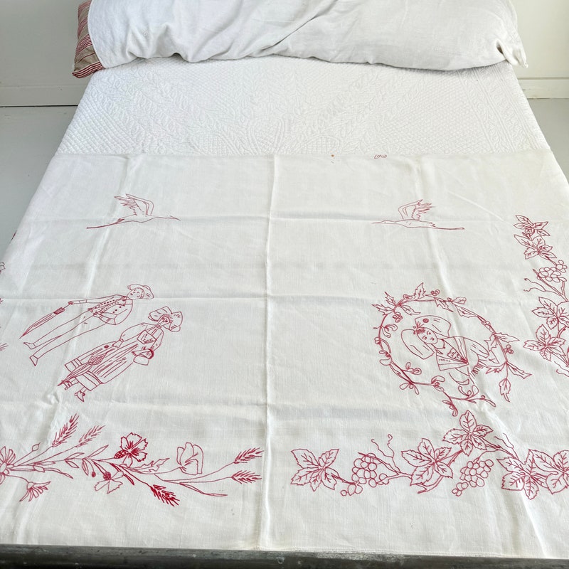 Redwork Fabric - Etsy